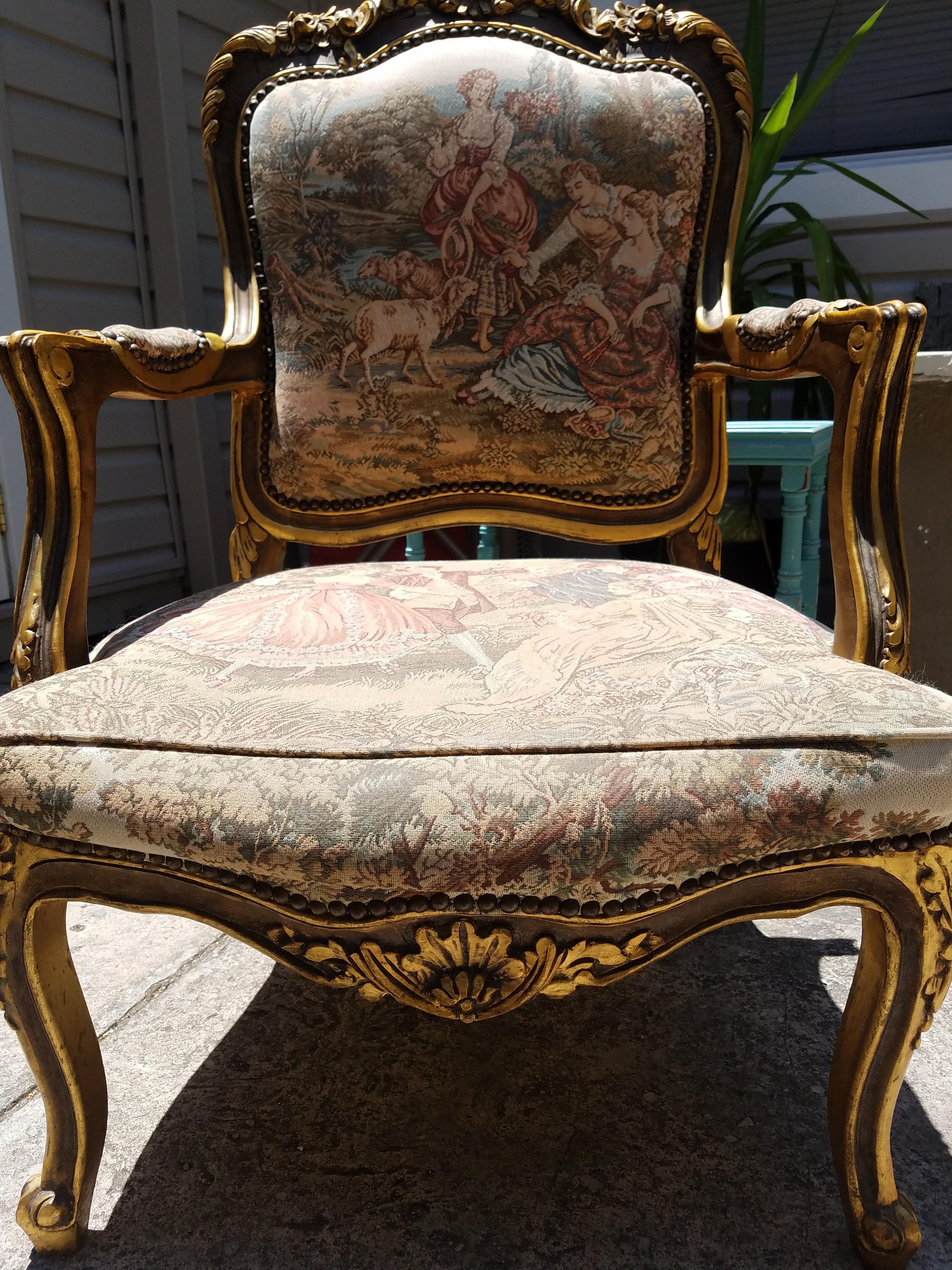French Rococo Arm Chair with Victorian Tapestry Upholstery | InstAppraisal